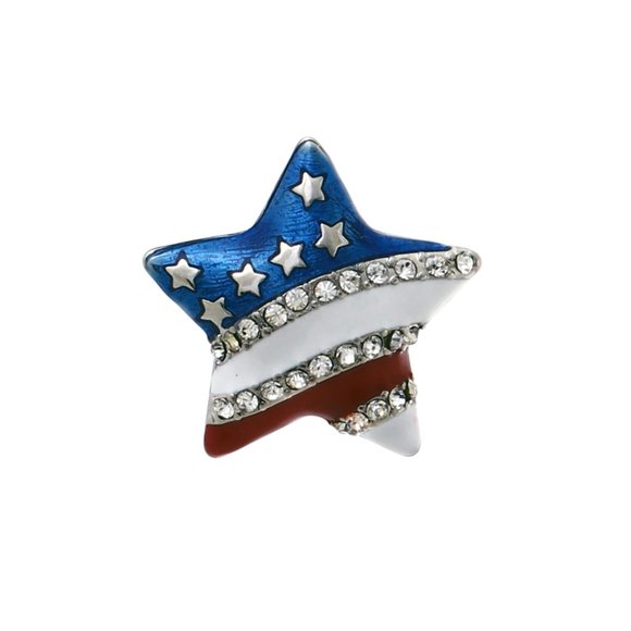 Jewelry | Crystal American Flag Patriotic Red White Blue Star Pin ...